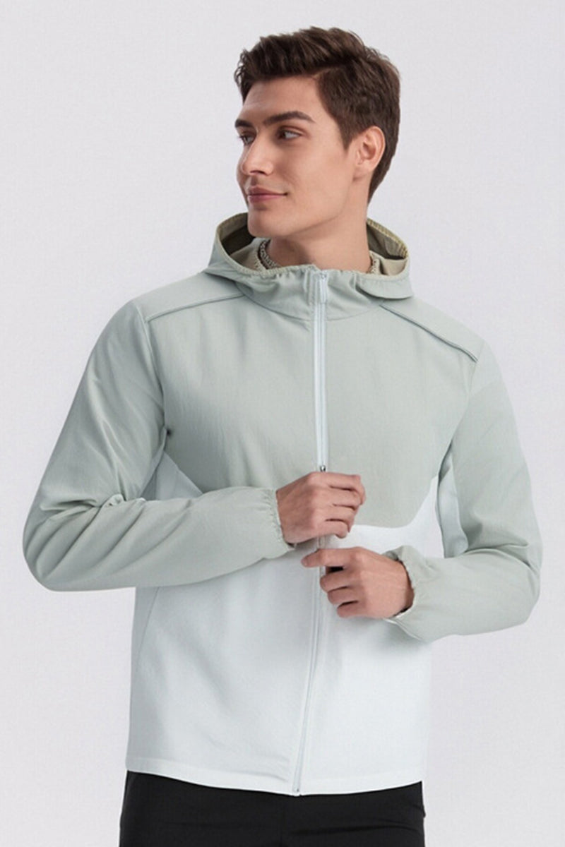 Men Hooded Quick-Dry Water-Resistant Training Workout Running Jacket ...