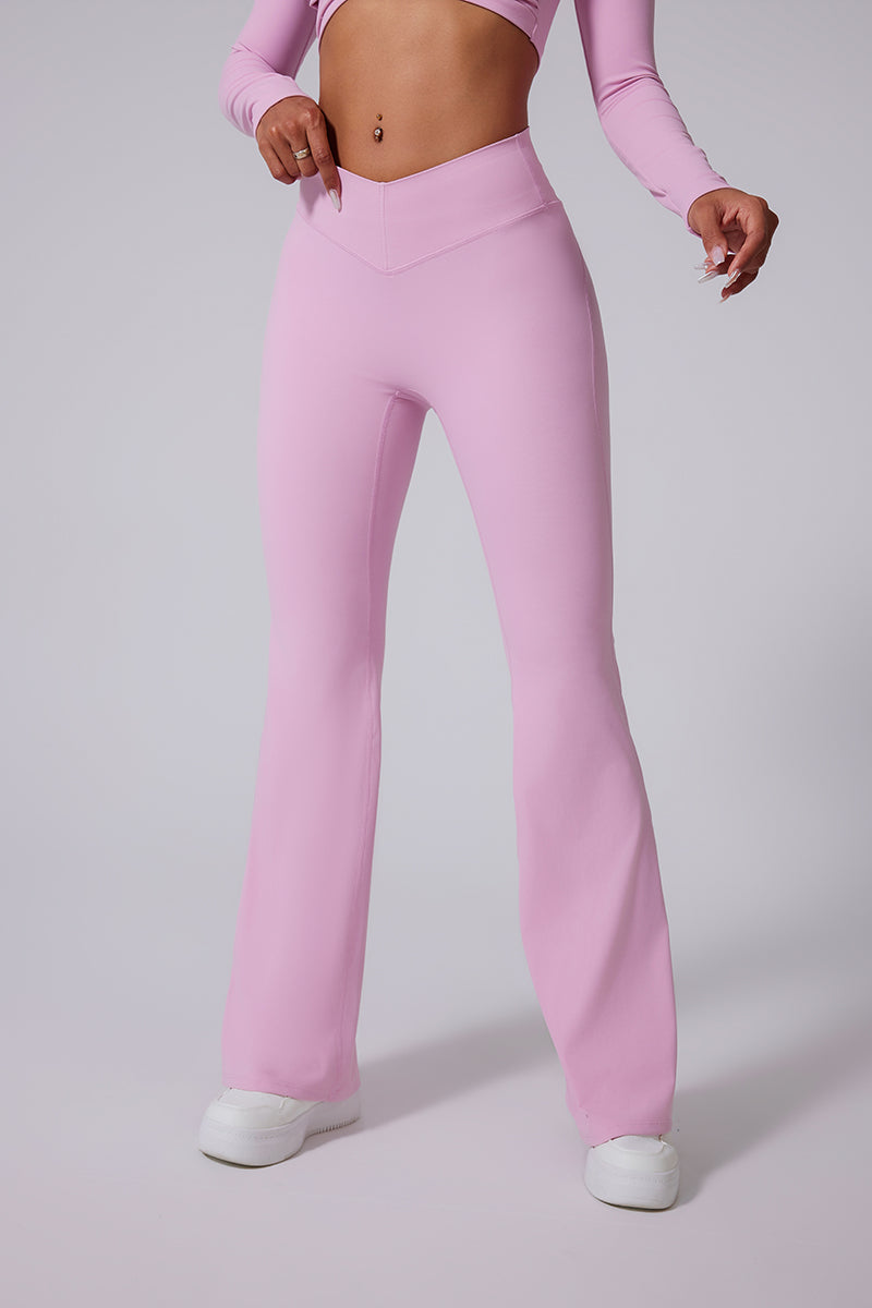 Women'S Brushed V-Shaped High-Waisted Skinny Sculpting Sports Bell Bot ...